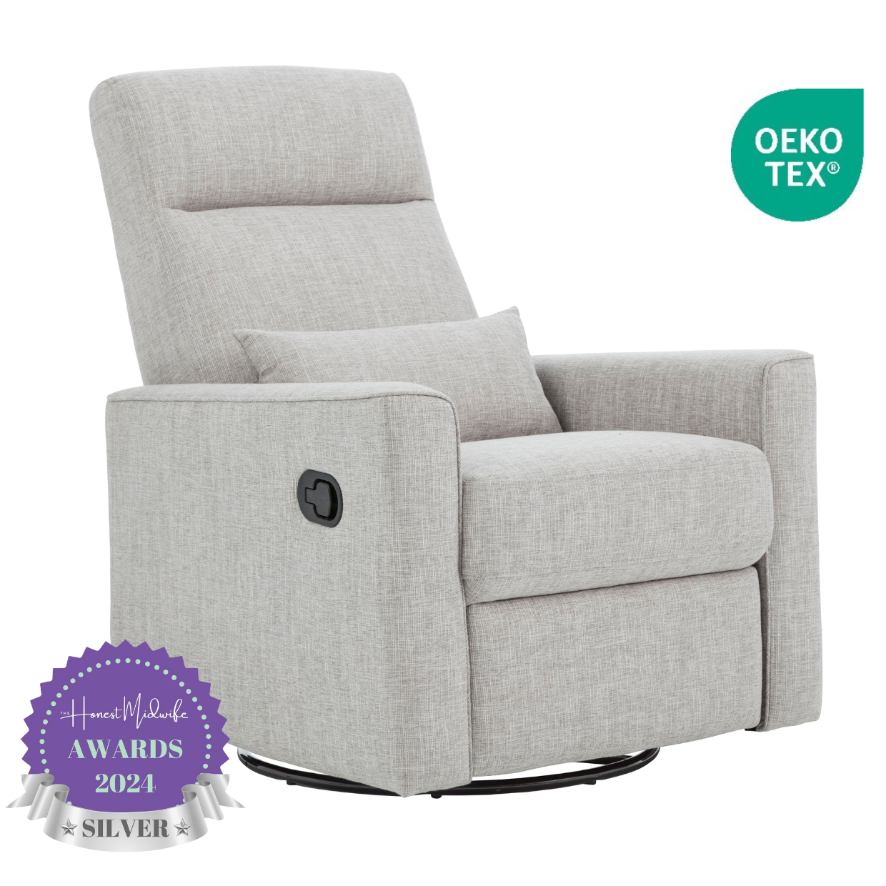 Paige Glider Recliner Nursing Chair in Pure Grey | iL Tutto UK